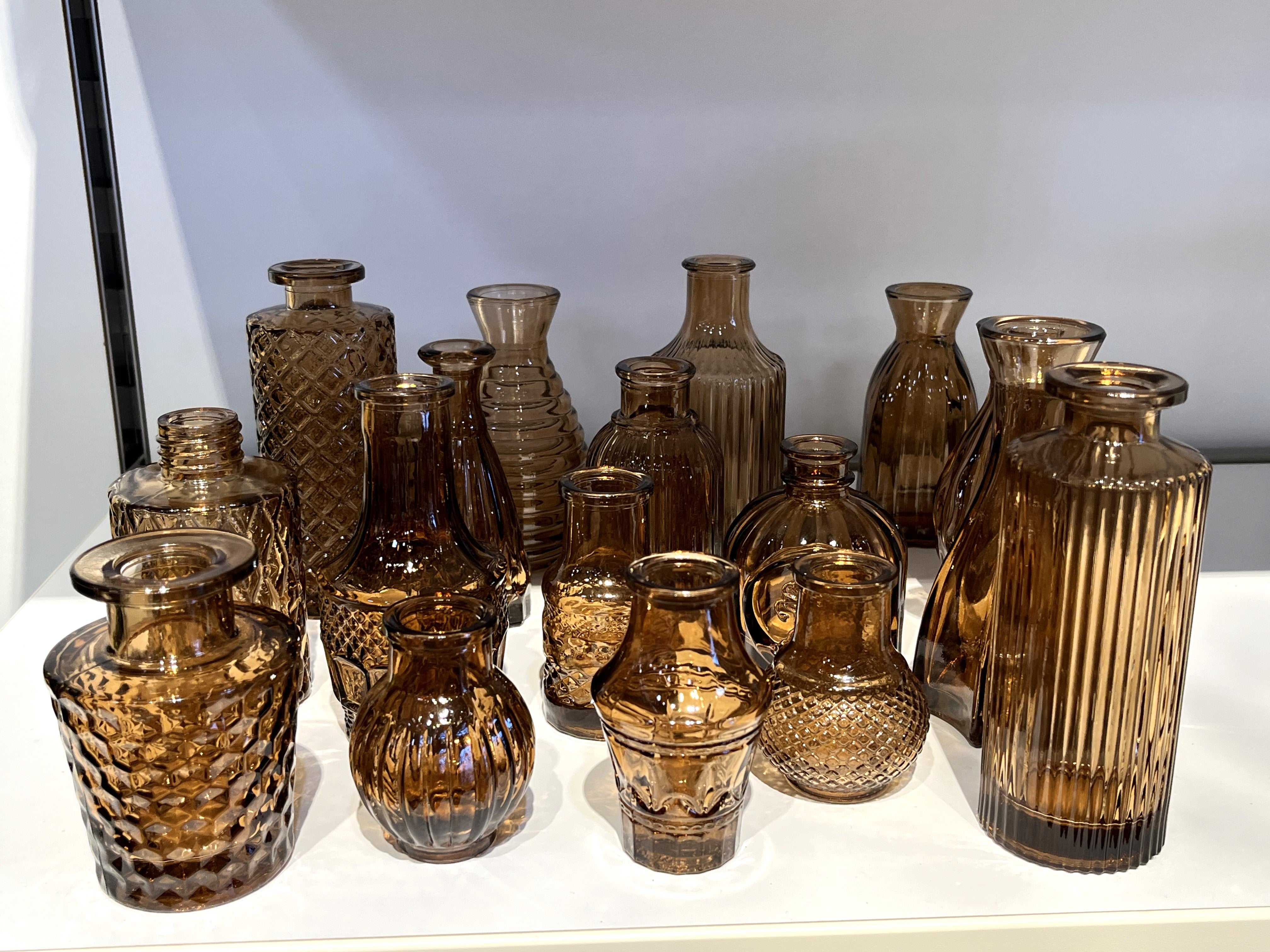 Elegant Mixed Amber Bud Vases for Event Decor | Floral Fixx Weddings ...